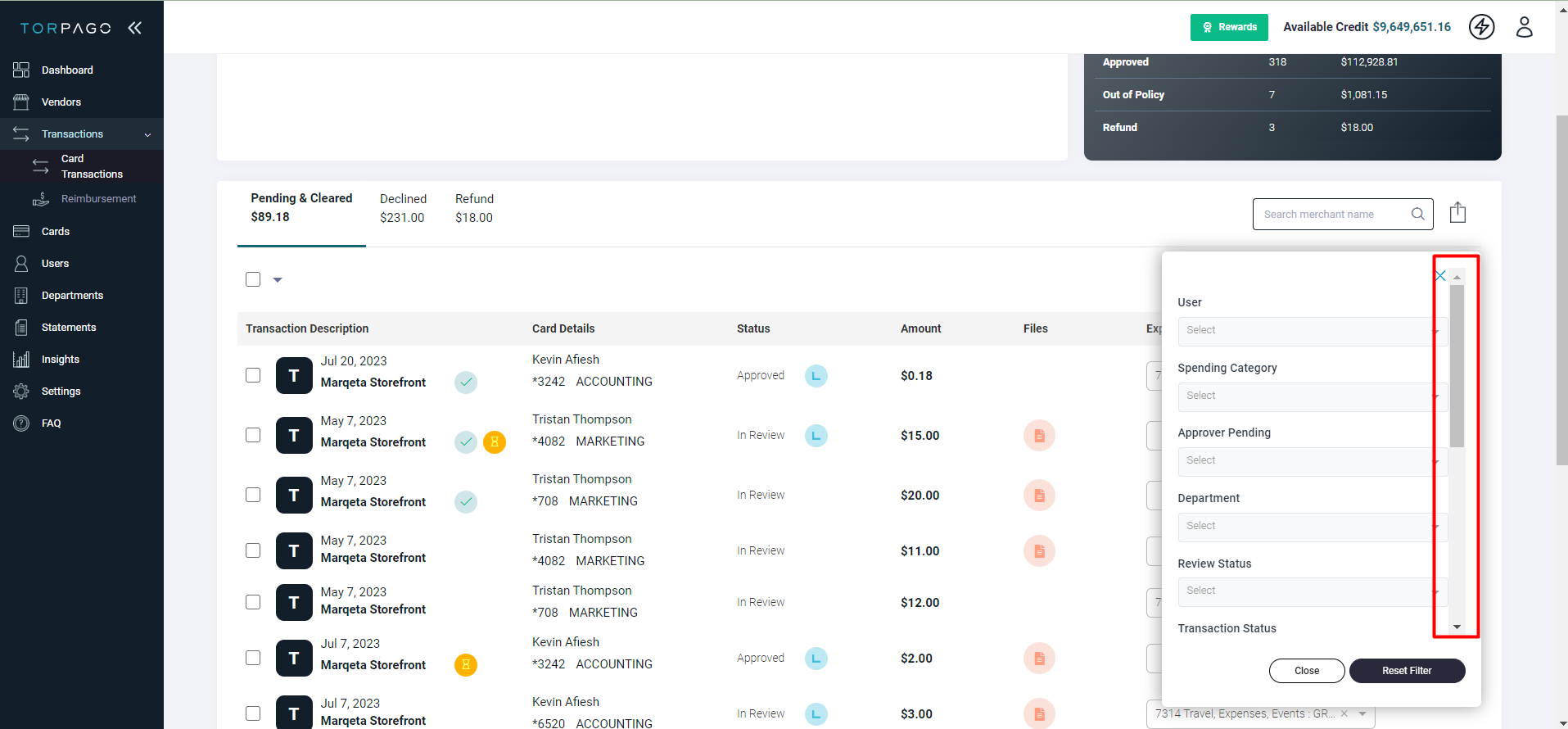 How to create and export custom transaction reports? – Torpago